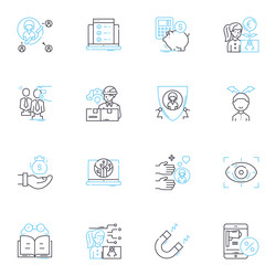 Business opening linear icons set inauguration Vector Image