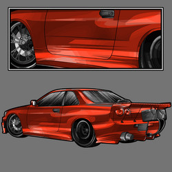 Orange drag racing car with black strip Royalty Free Vector