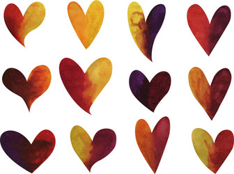 Colorful hearts clip art set isolated Royalty Free Vector