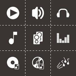 Black sound icons set Royalty Free Vector Image