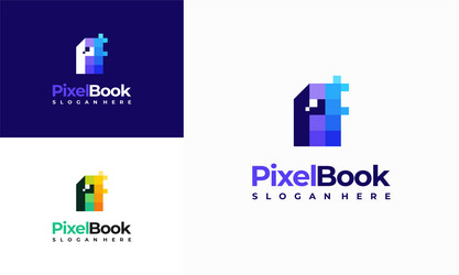 Online education logo template pixel book Vector Image
