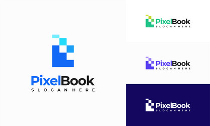 Pixel book logo template designs coding book logo Vector Image