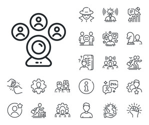 Video conference line icon online meeting sign Vector Image