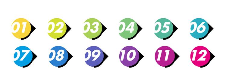 Bullet points numbers from 1 to 12 list markers Vector Image