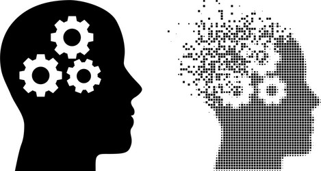 Fragmented pixelated and original brain infection Vector Image