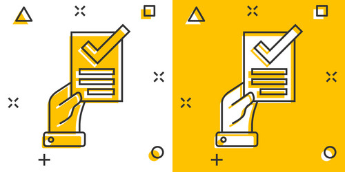 People hand with check mark icon in comic style Vector Image