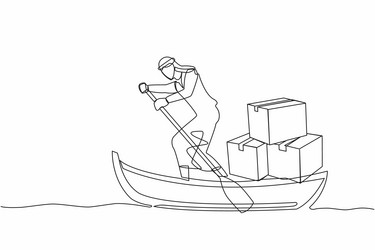 Delivery service concept one line drawing Vector Image