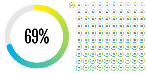 Collection of blue circle percentage diagrams Vector Image