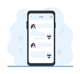 Chatbot concept woman chatting with robot ai Vector Image