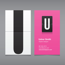 Business card letter u Royalty Free Vector Image