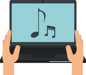 Digital music on laptop Royalty Free Vector Image