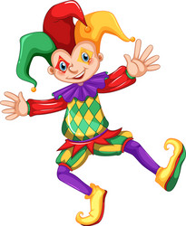 Jester in purple costume Royalty Free Vector Image