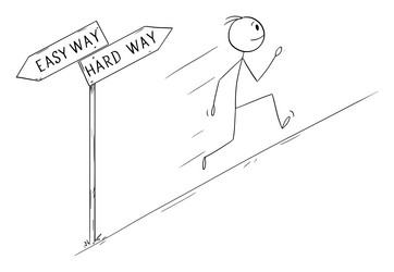 Choose easy or hard way cartoon stick figure Vector Image