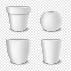 Empty flower pot set 3d realistic Royalty Free Vector Image