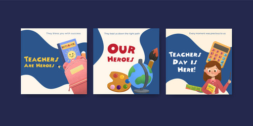 Ads template with teachers day concept design Vector Image