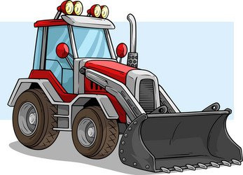 Cartoon wheel front loader bulldozer with shovel Vector Image