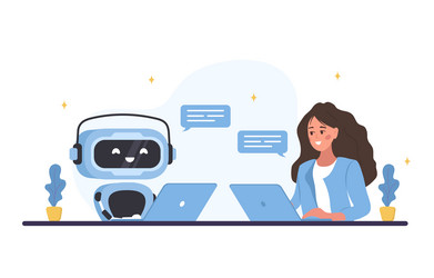 Chatbot concept woman talking with robot ai Vector Image