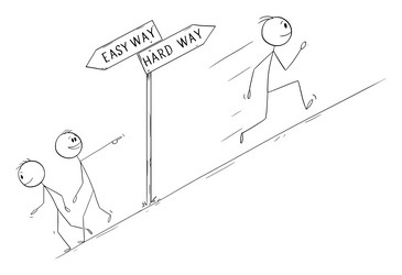 Choose easy or hard way cartoon stick figure Vector Image