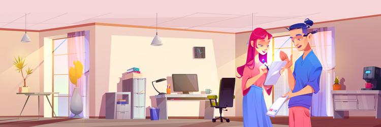 Modern open plan office cartoon interior Vector Image