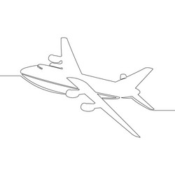 Airplane passenger aircraft one line continuous Vector Image