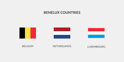Benelux countries chat flag icon set Royalty Free Vector