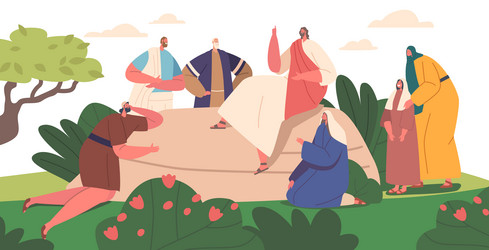 Jesus character delivers powerful sermon Vector Image