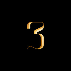 3d arabic numeral 3 alphabet elegant golden font Vector Image