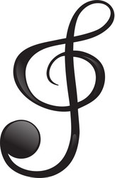 Black treble clef with wing Royalty Free Vector Image