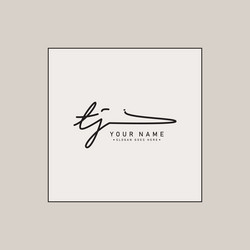 Handwritten signature logo for initial letter jt Vector Image