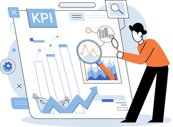 Kpi business graphs visually depict Royalty Free Vector