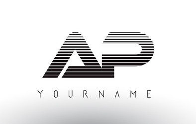 Ap black and white horizontal stripes letter logo Vector Image