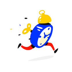 Cartoon character running alarm clock time is up Vector Image
