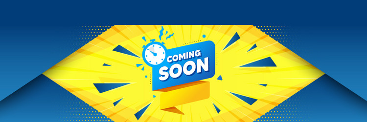 Coming soon paper banner timer announcement tag Vector Image
