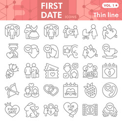 First date line icon set love and relationship Vector Image