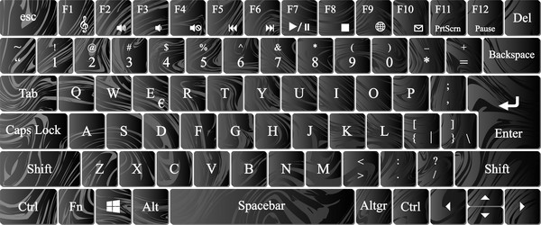 Modern qwerty keyboard layout stencil cut Vector Image