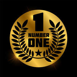 Shiny golden number one retro label design Vector Image