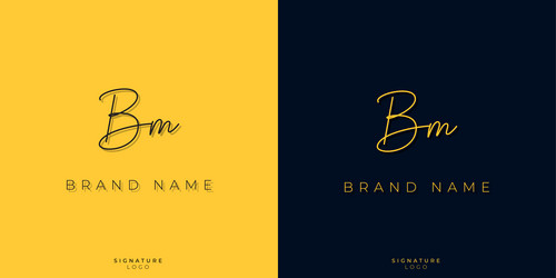 Initial letters bm monogram logo design bundle Vector Image
