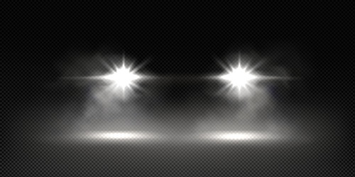 Realistic night car light flare effect Royalty Free Vector