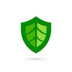 Eco leaves shield logo icon design template Vector Image