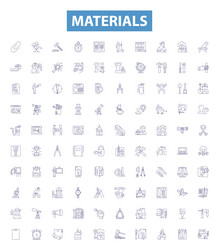 Materials line icons signs set design collection Vector Image