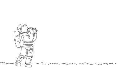 Single continuous line drawing hot dog with wings Vector Image