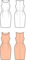 Womans summer folded dress front and back Vector Image