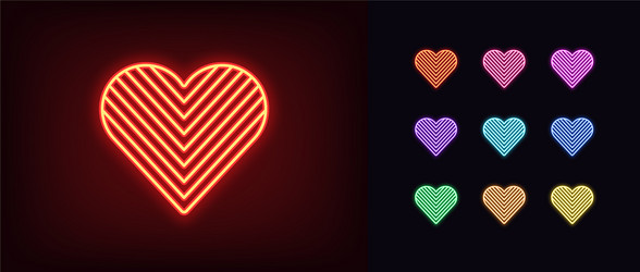 Neon heart icon glowing sign Royalty Free Vector Image