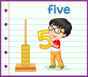 Boy holding number seven Royalty Free Vector Image