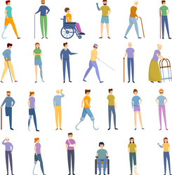 Visual impairment icons set cartoon blind Vector Image