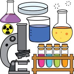 Colorful science objects and icons set Royalty Free Vector