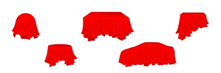 Red silk cloth or smooth fabric covering different