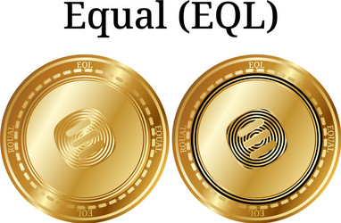 Set of physical golden coin equal eql Royalty Free Vector