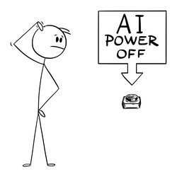 Power off switch cartoon stick figure Royalty Free Vector