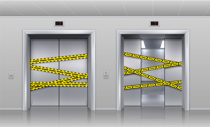 Realistic elevators closed open and half closed Vector Image